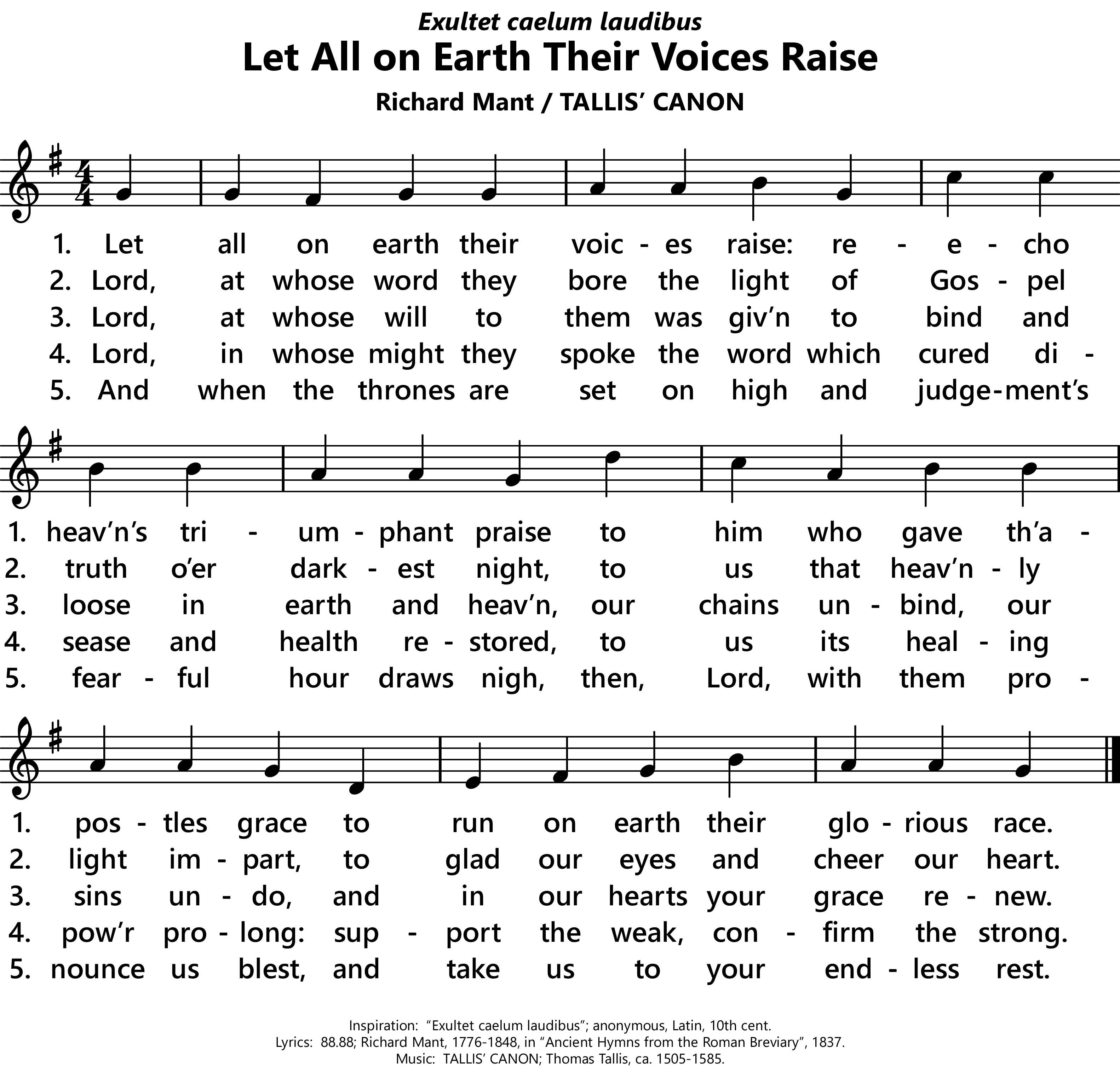 Exultet caelum laudibus: Let All on Earth Their Voices Raise [Richard Mant]